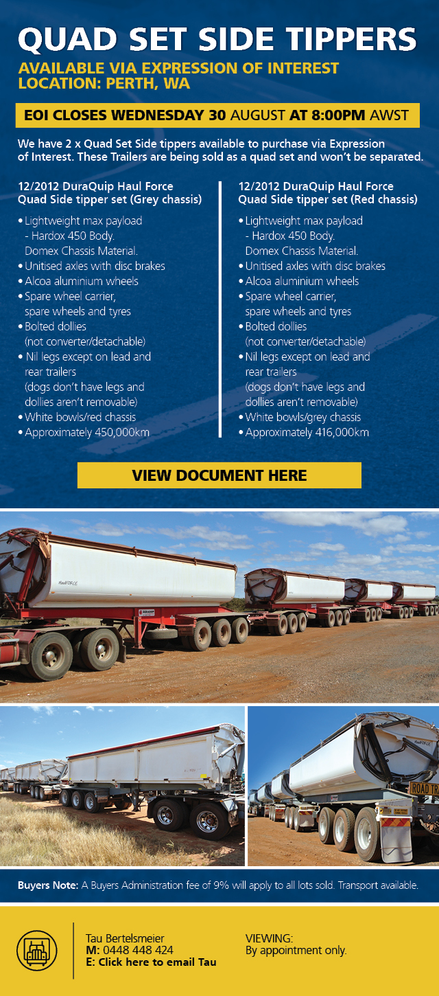 Quad Set Side Tipper | Manheim Australia